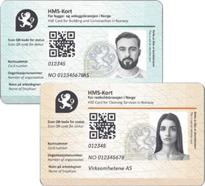Identyfikatory w branży budowlanej i sprzątającej w Norwegii - HMS-kort ...